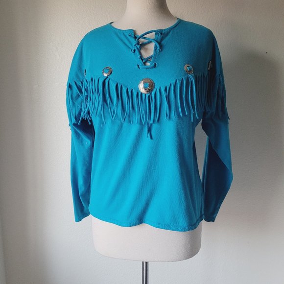 sassa | Tops | Sassa Vintage 8s Or 90s Southwestern Fringe Concho ...